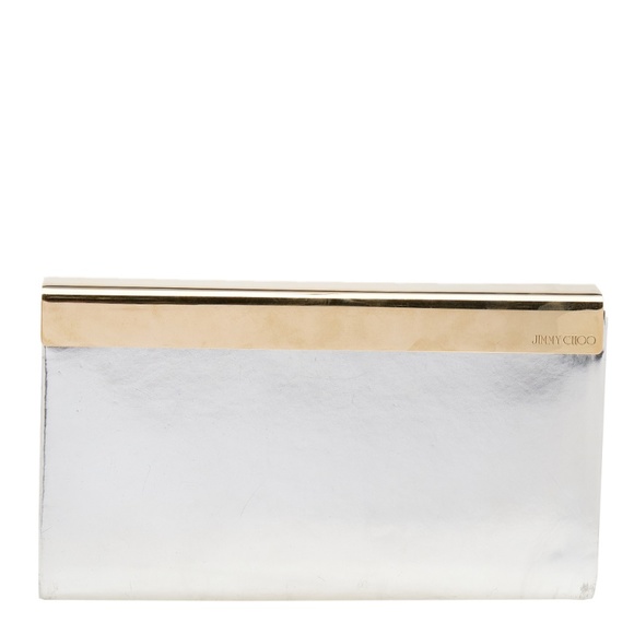 Jimmy Choo | Bags | Jimmy Choo Metallic Silver Patent Leather Clutch ...